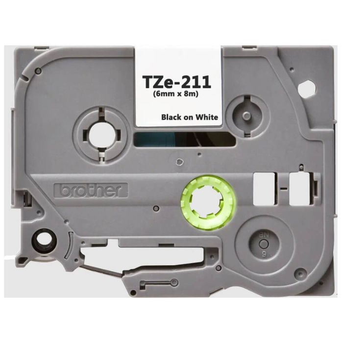 Brother TZe-211 6mm Black On White Labelling Cassette @ $7.99