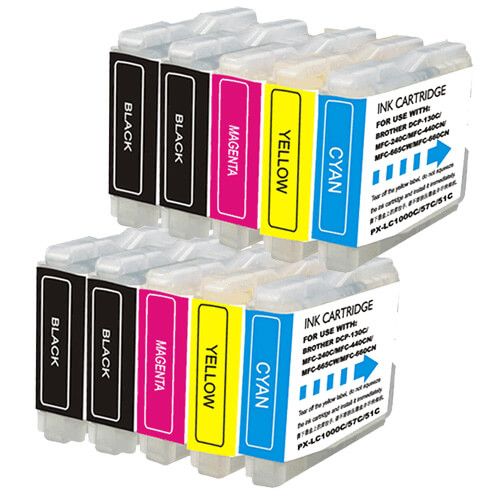 Brother LC51 (Compatible) Black & Color Ink Cartridges - 10 pack combo