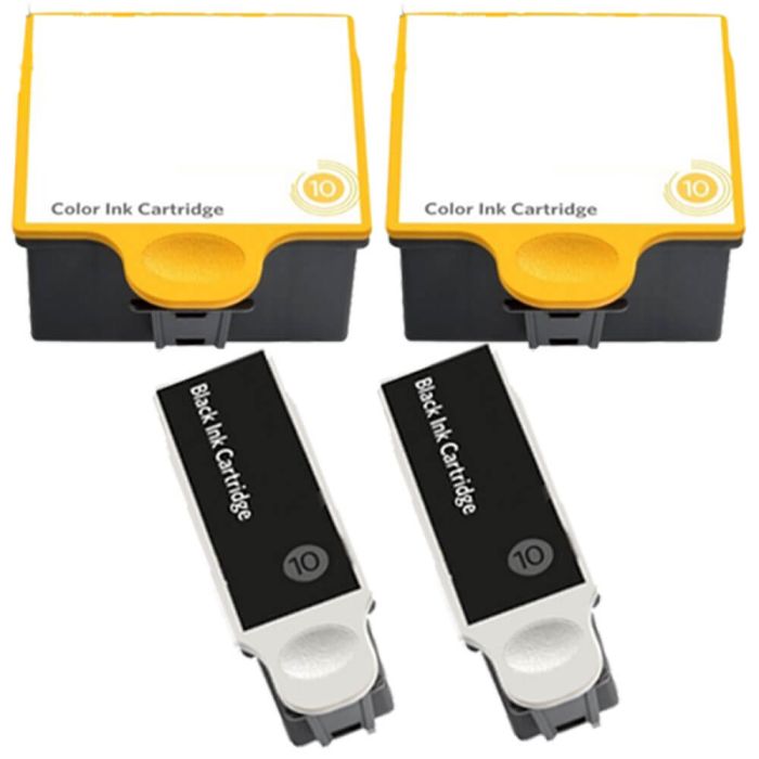 Kodak #10 (Compatible) Black & Color Ink Cartridges - 4 pack combo
