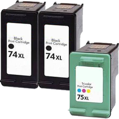 HP 74 75 Printer Ink XL - HP Ink 75 and 74 XL 3-Pack @ $38.85