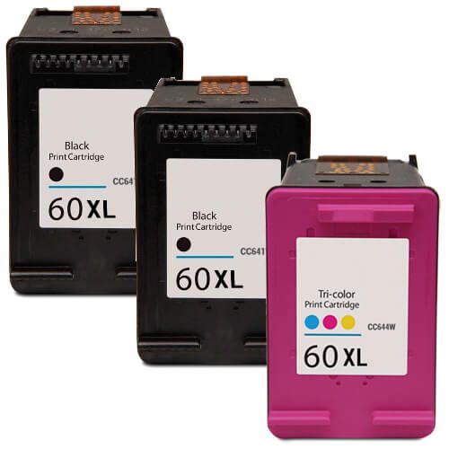 HP 60XL Black & TriColor High Yield Ink Cartridges (3-pack)